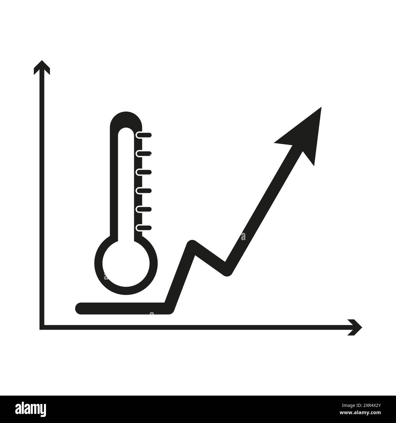 Thermometer chart icon. Rising trend. Data analysis symbol. Vector ...