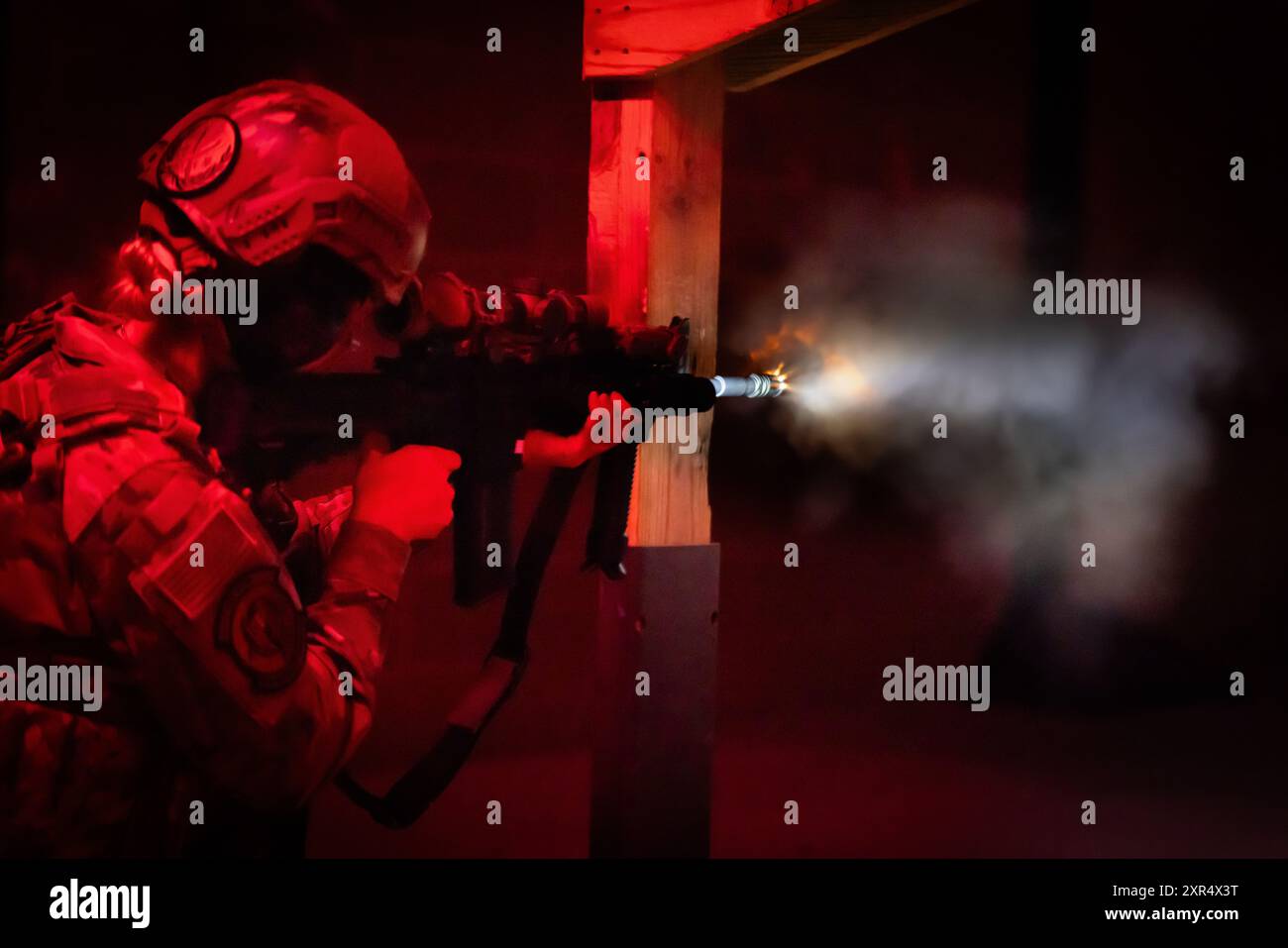 An Airman assigned to the 153d Airlift Wing Security Forces Squadron ...