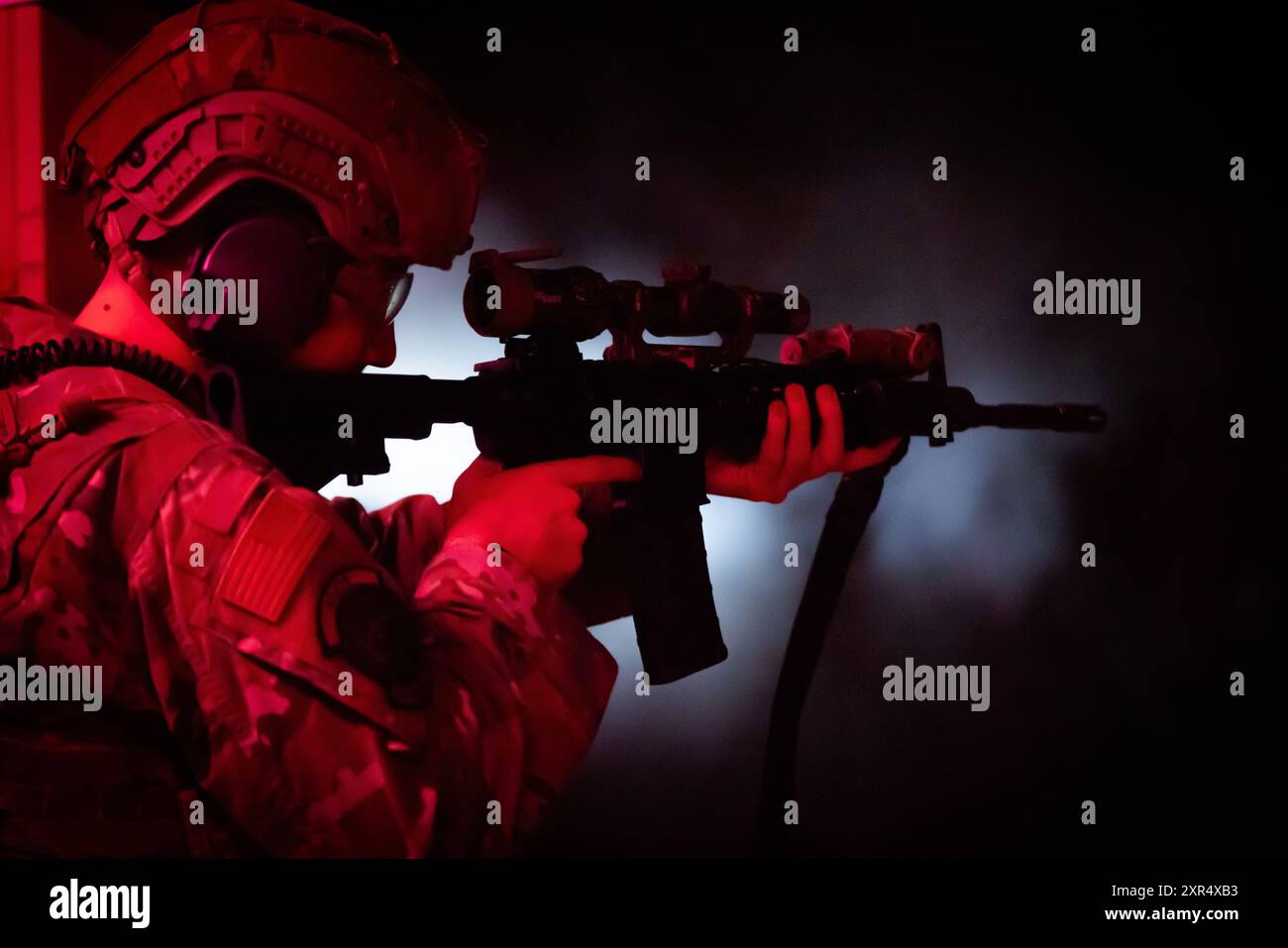 An Airman assigned to the 153d Airlift Wing Security Forces Squadron ...