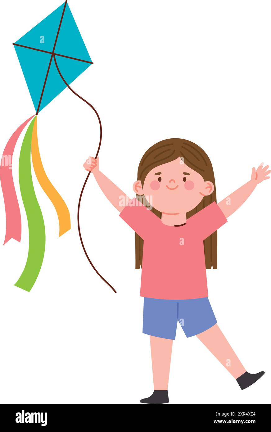 Boy girl flying kite Stock Vector Images - Alamy