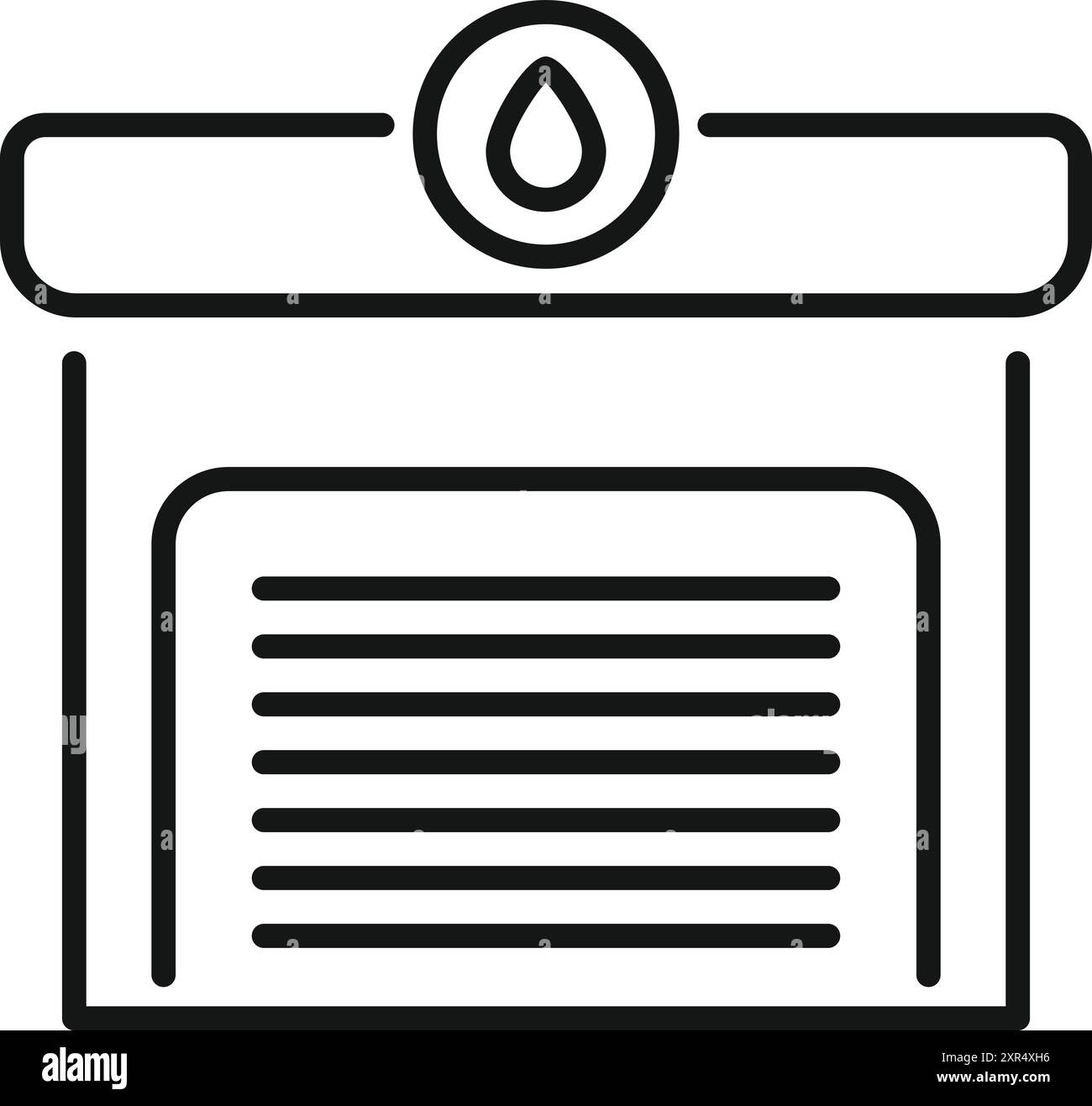 Simple black and white icon of a car wash building with a water drop ...