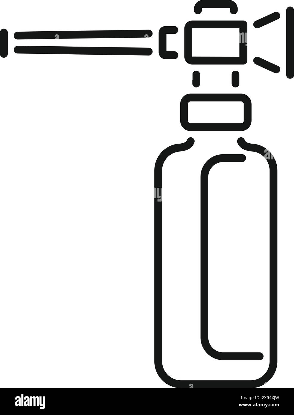 Line drawing of a fire extinguisher using chemical foam to put out a ...