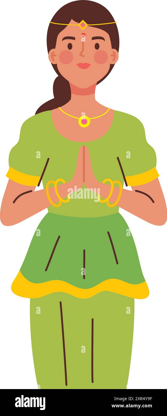 indian woman making in a namaste gesture Stock Vector Image & Art - Alamy