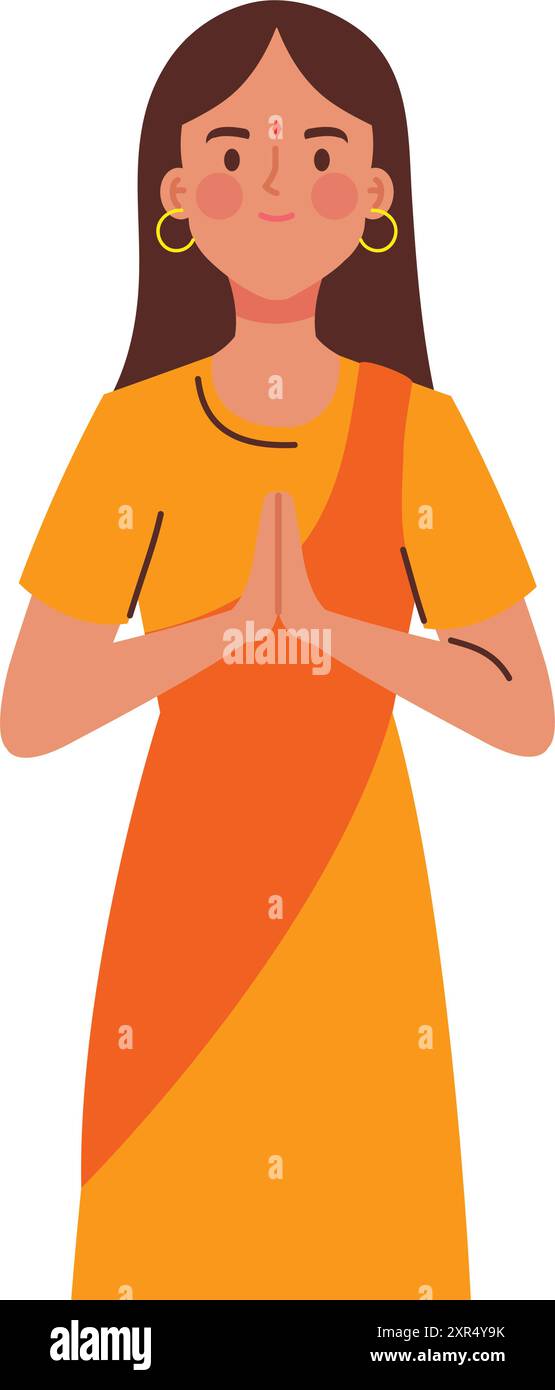 indian woman welcome namaste hands Stock Vector Image & Art - Alamy