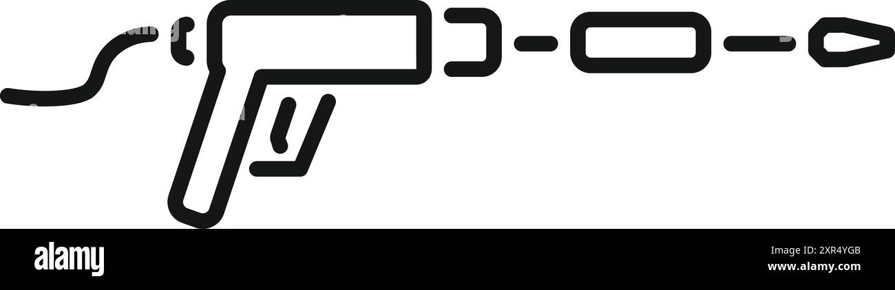Pneumatic nail gun firing a nail concept icon in outline style Stock ...