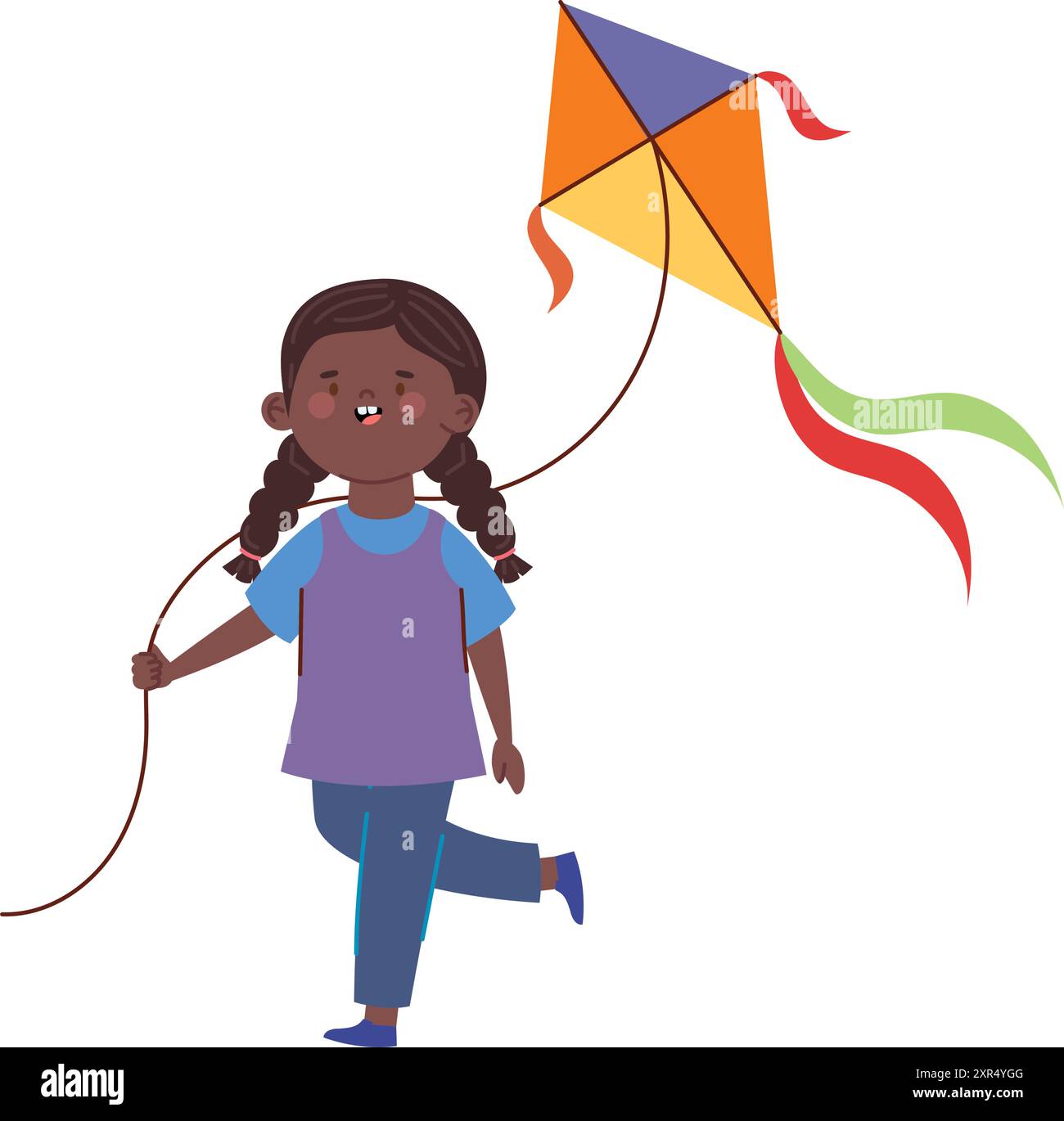 Boy girl flying kite Stock Vector Images - Alamy