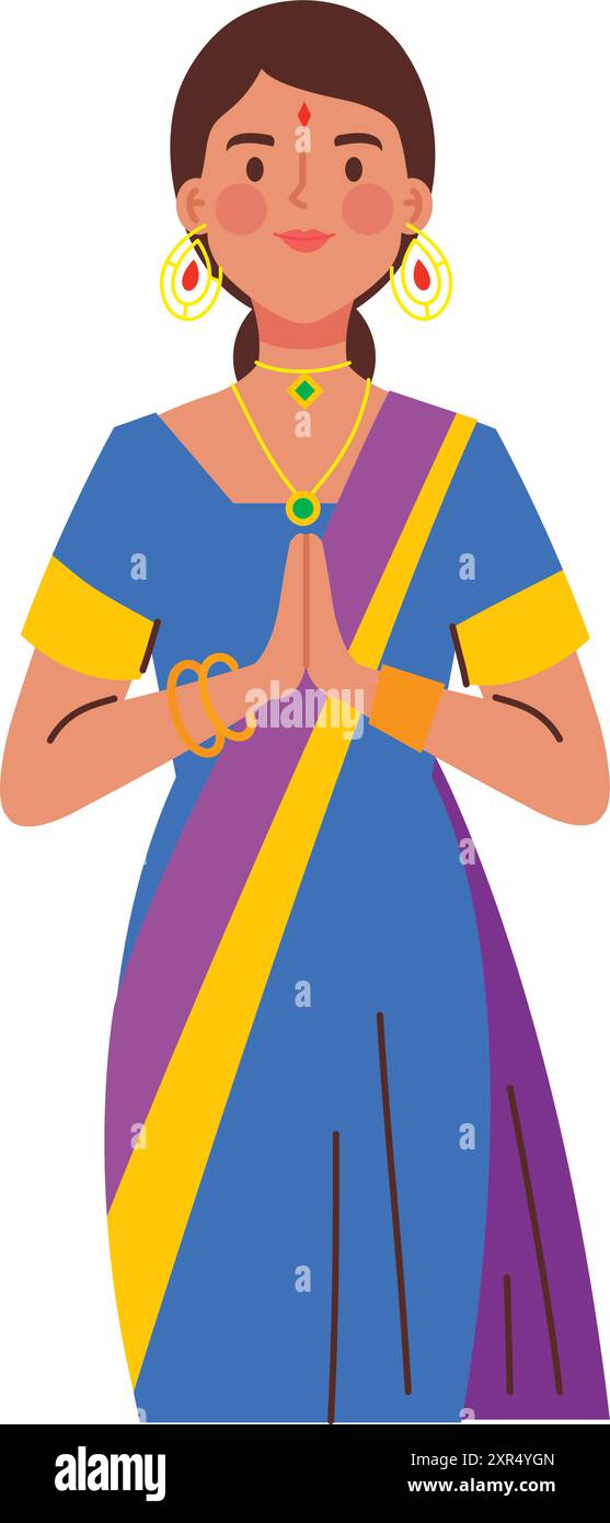 Indian girl namaste prayer hands Stock Vector Images - Alamy