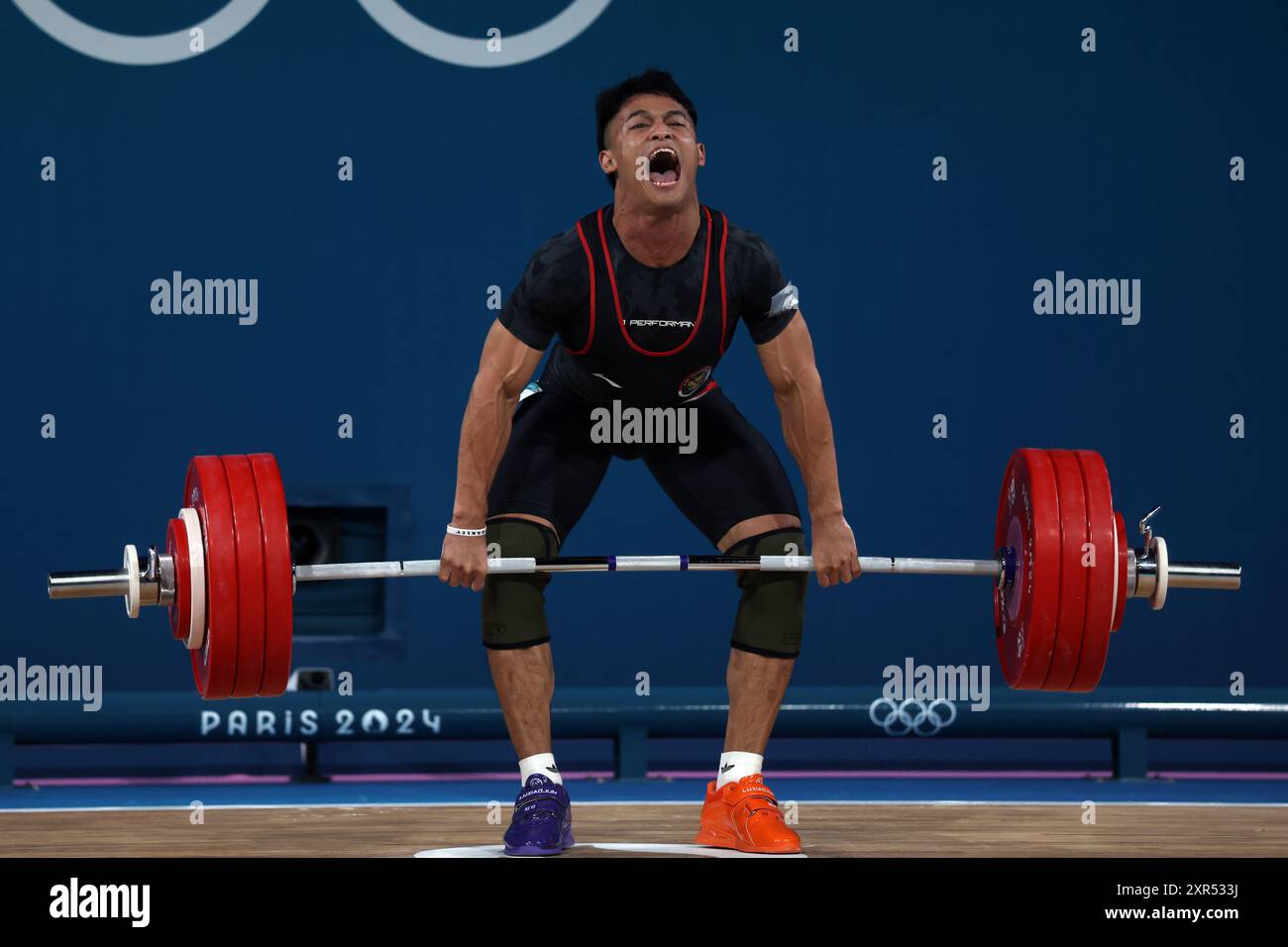 Paris, France. 08th Aug, 2024. Rizki Juniansyah of Indonesia performs ...