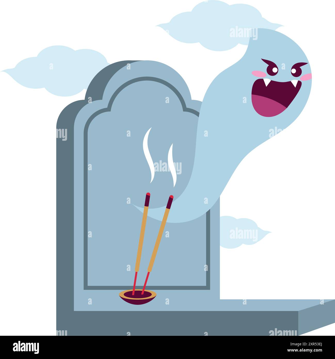 chinese ghost festival cartoon tomb stone Stock Vector Image & Art - Alamy