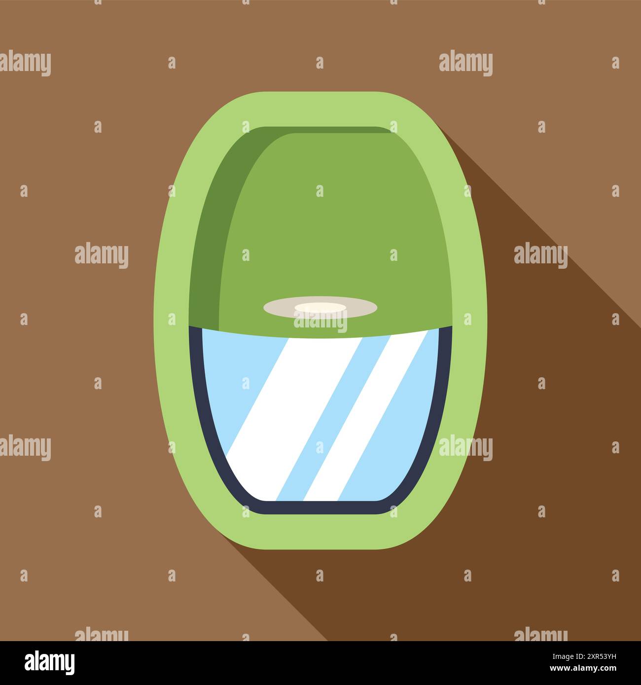 Cartoon style illustration of an airplane window showing blue sky with ...
