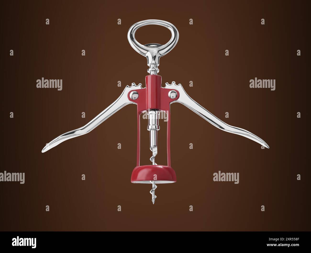 Winged corkscrew with rack and pinion mechanism on brown gradient ...