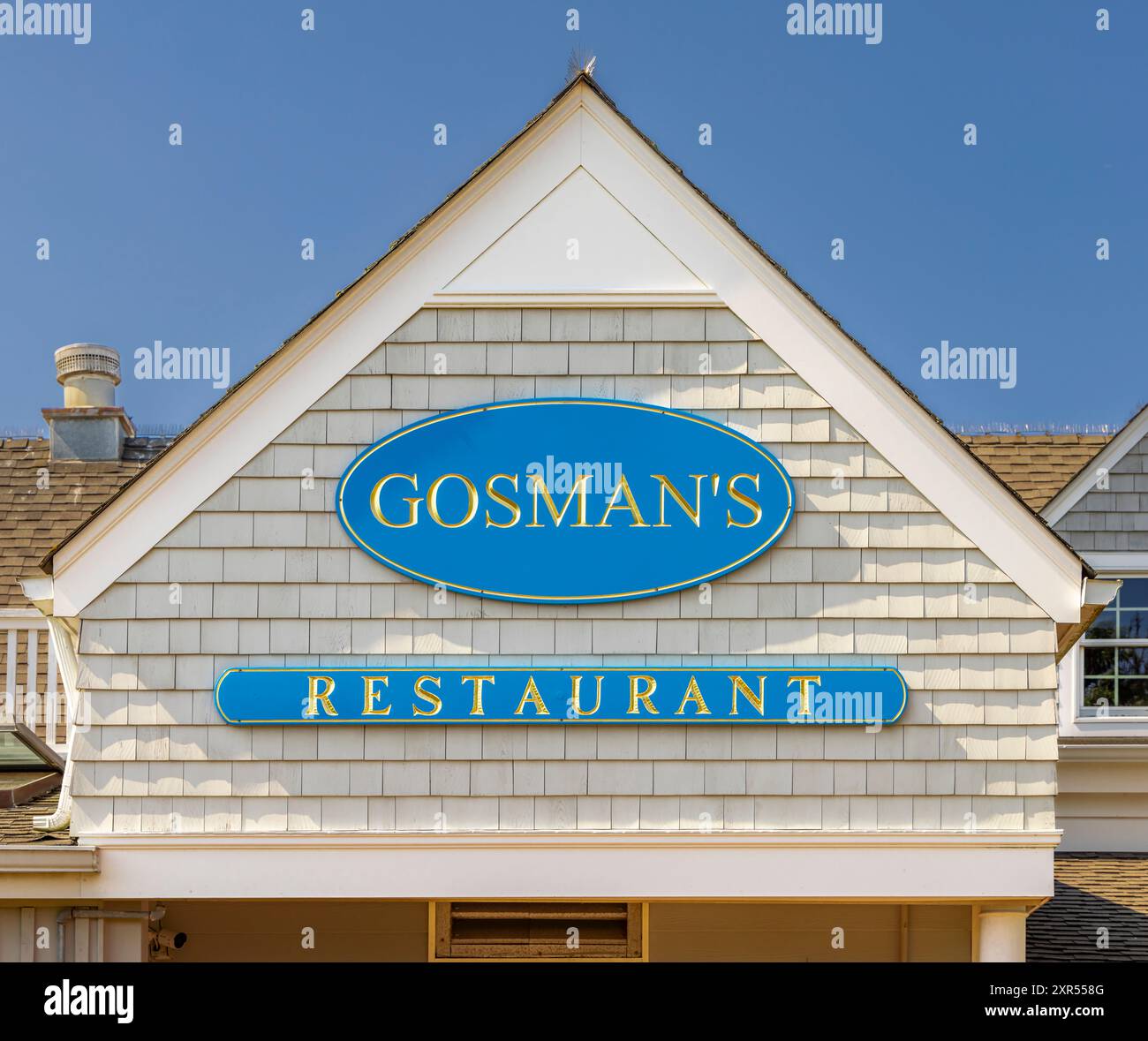 Detail image of two signs for Gosman's Stock Photo - Alamy
