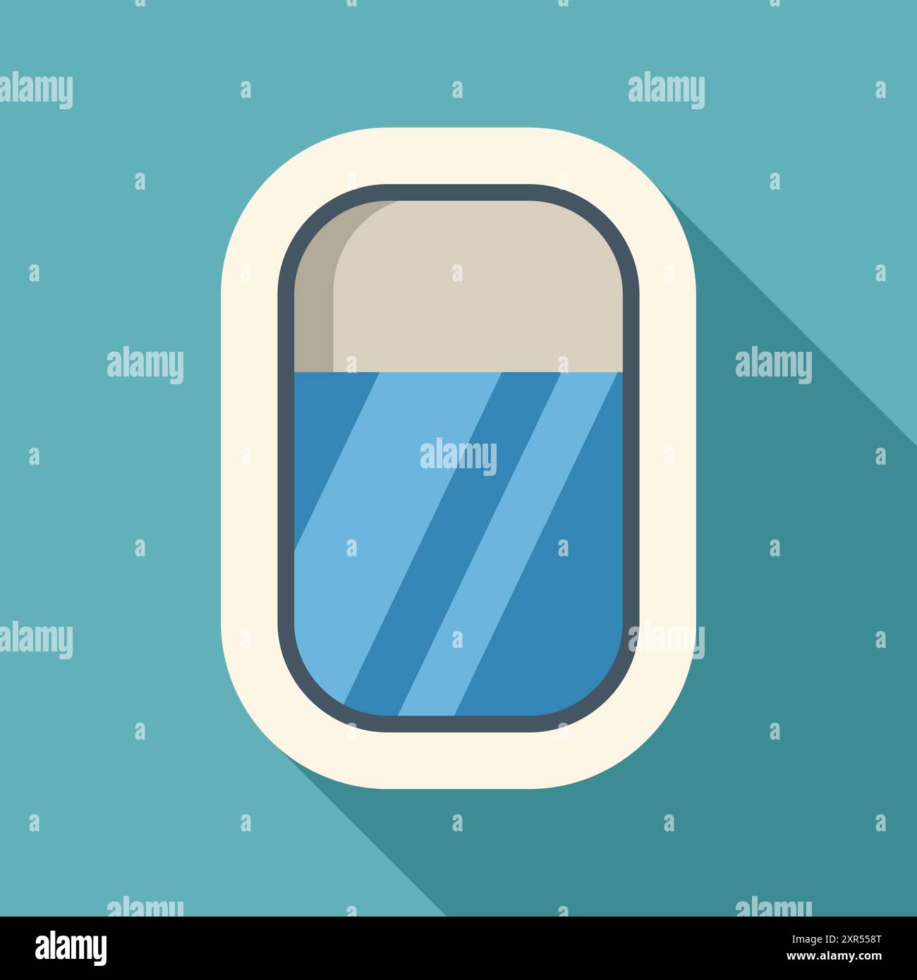 Illustration of an airplane window showing the blue sky during a flight ...