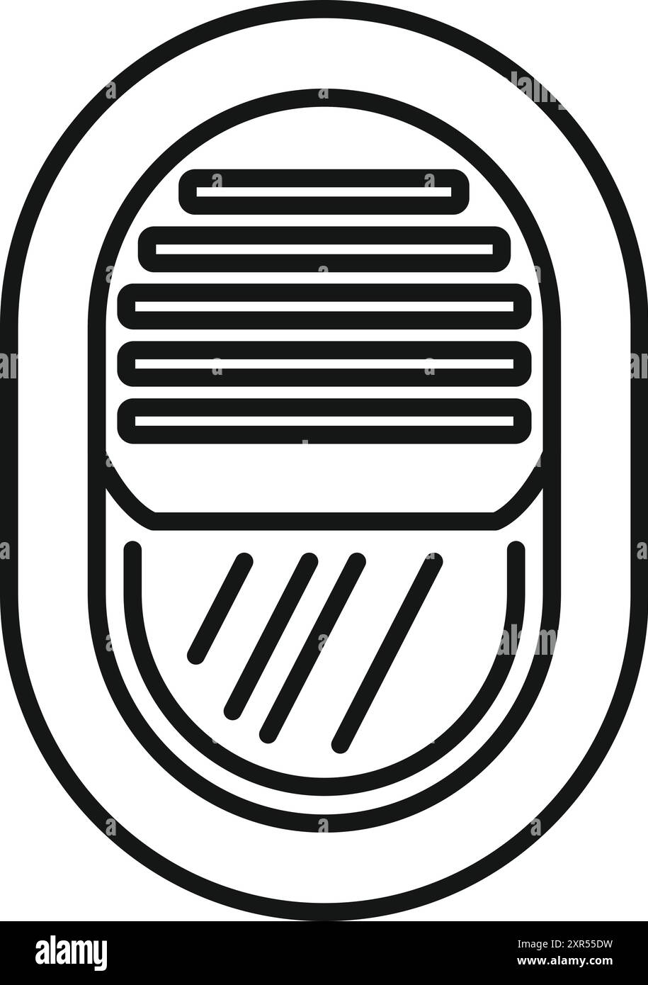 Line drawing of an airplane window showing closed window shade and ...