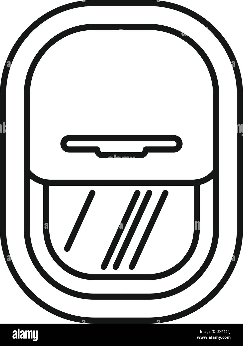 Simple line drawing of an airplane window closed with a handle and ...