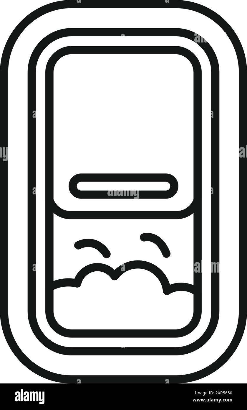 Simple black and white line art of a plane window showing clouds during ...