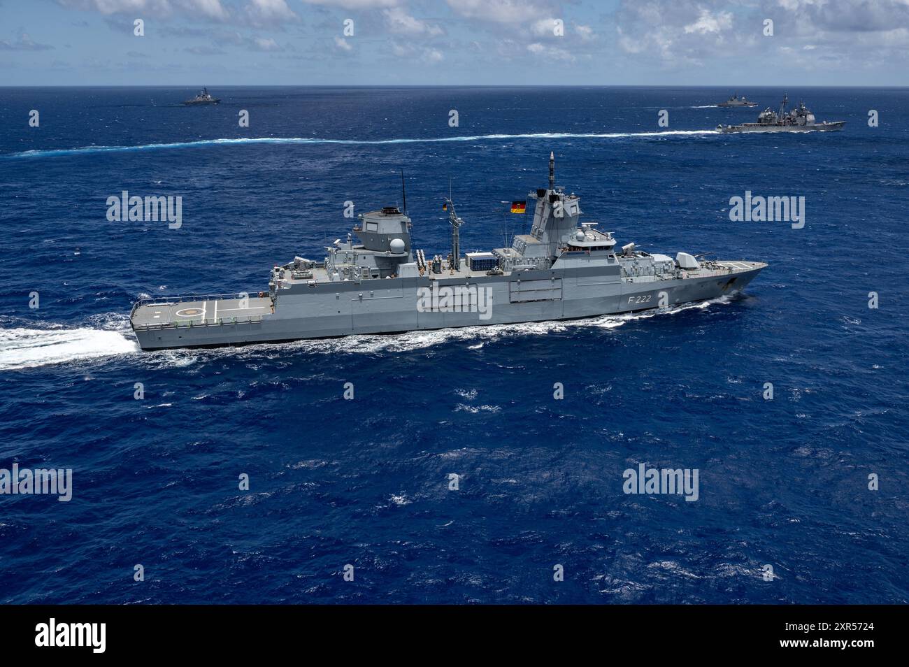 German Navy frigate FGS Baden-Wurttemberg (F 222) sails in formation ...