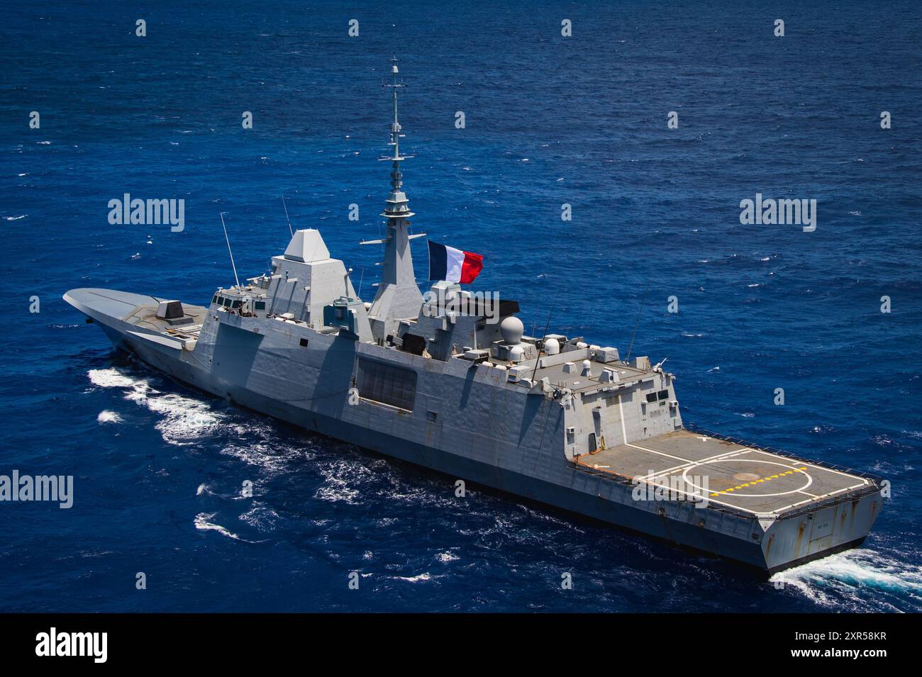 French navy Aquitaine-class frigate Bretagne (D655) sails during the at ...
