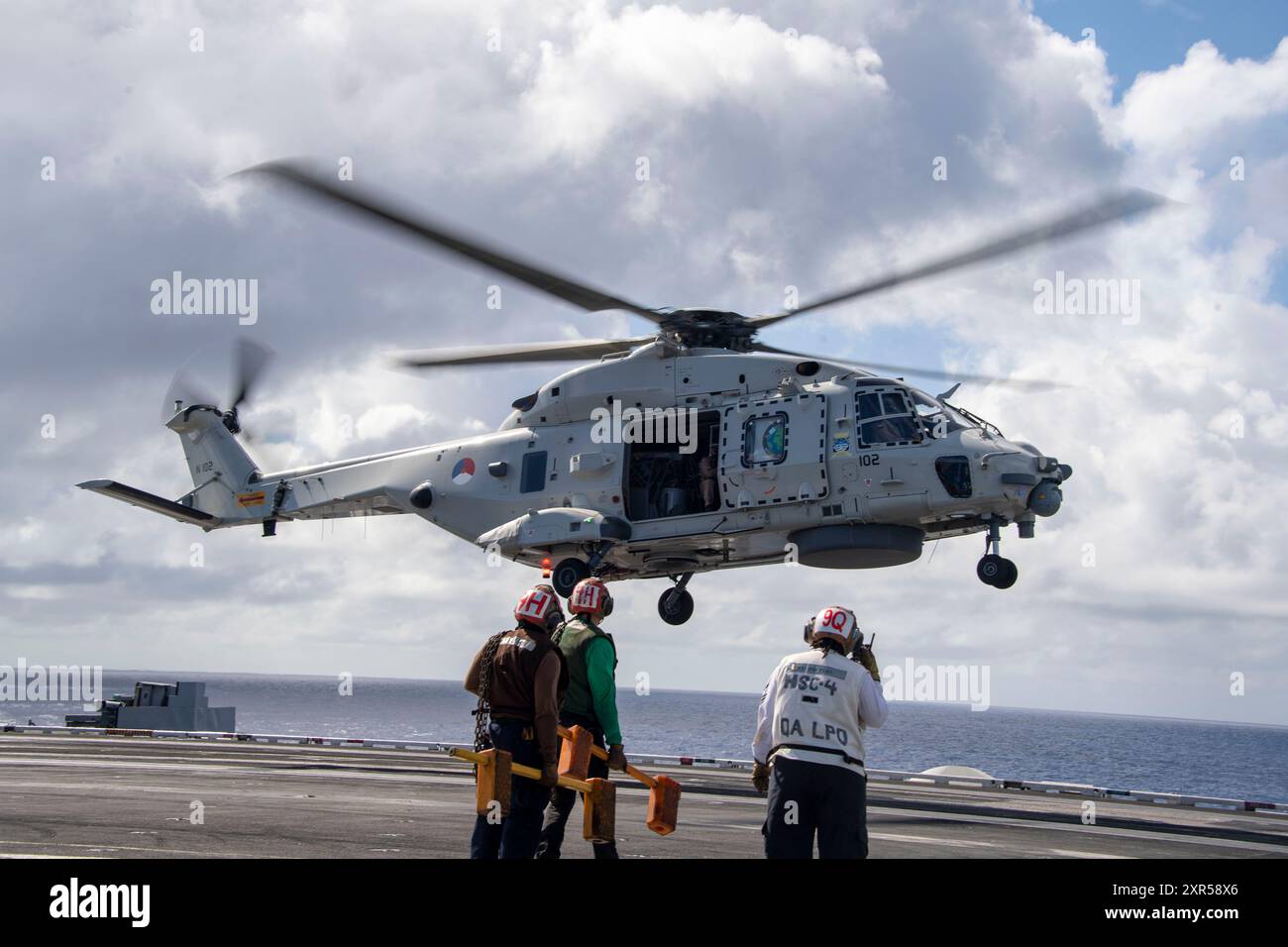 A Royal Netherlands navy NH-90 NATO frigate helicopter approaches the ...