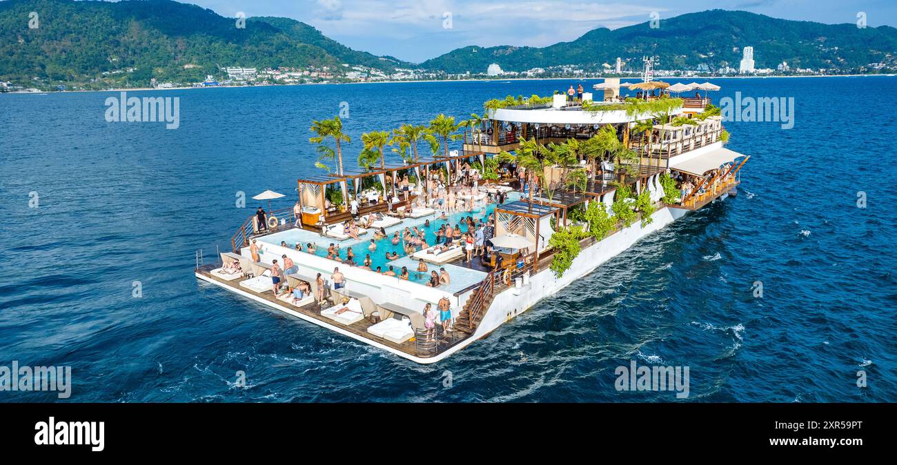 Aerial view of floating beach club in Phuket, Thailand Stock Photo - Alamy
