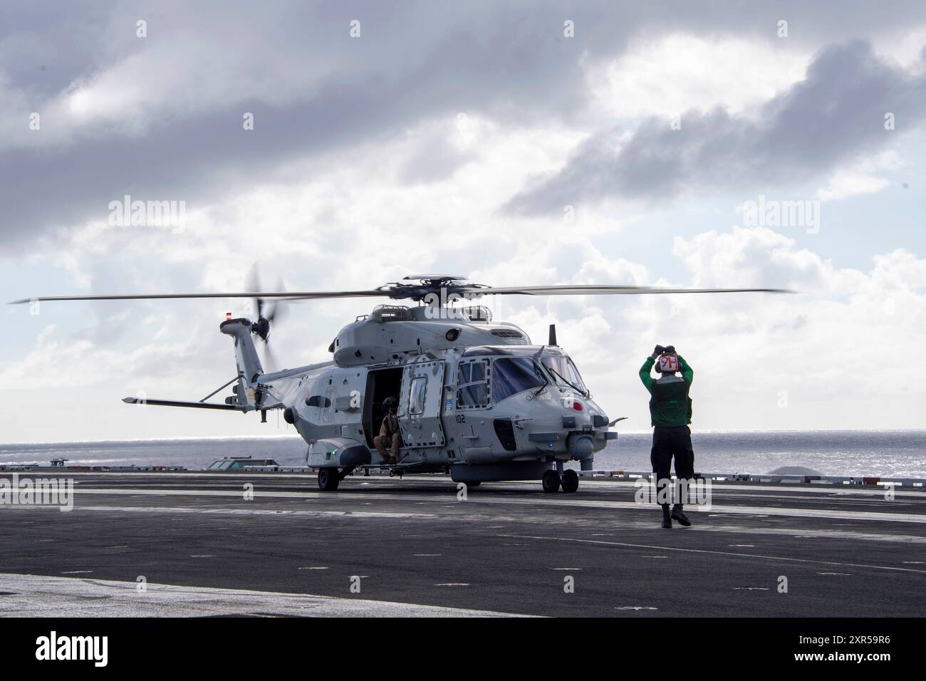 A Royal Netherlands navy NH-90 NATO frigate helicopter prepares to take ...