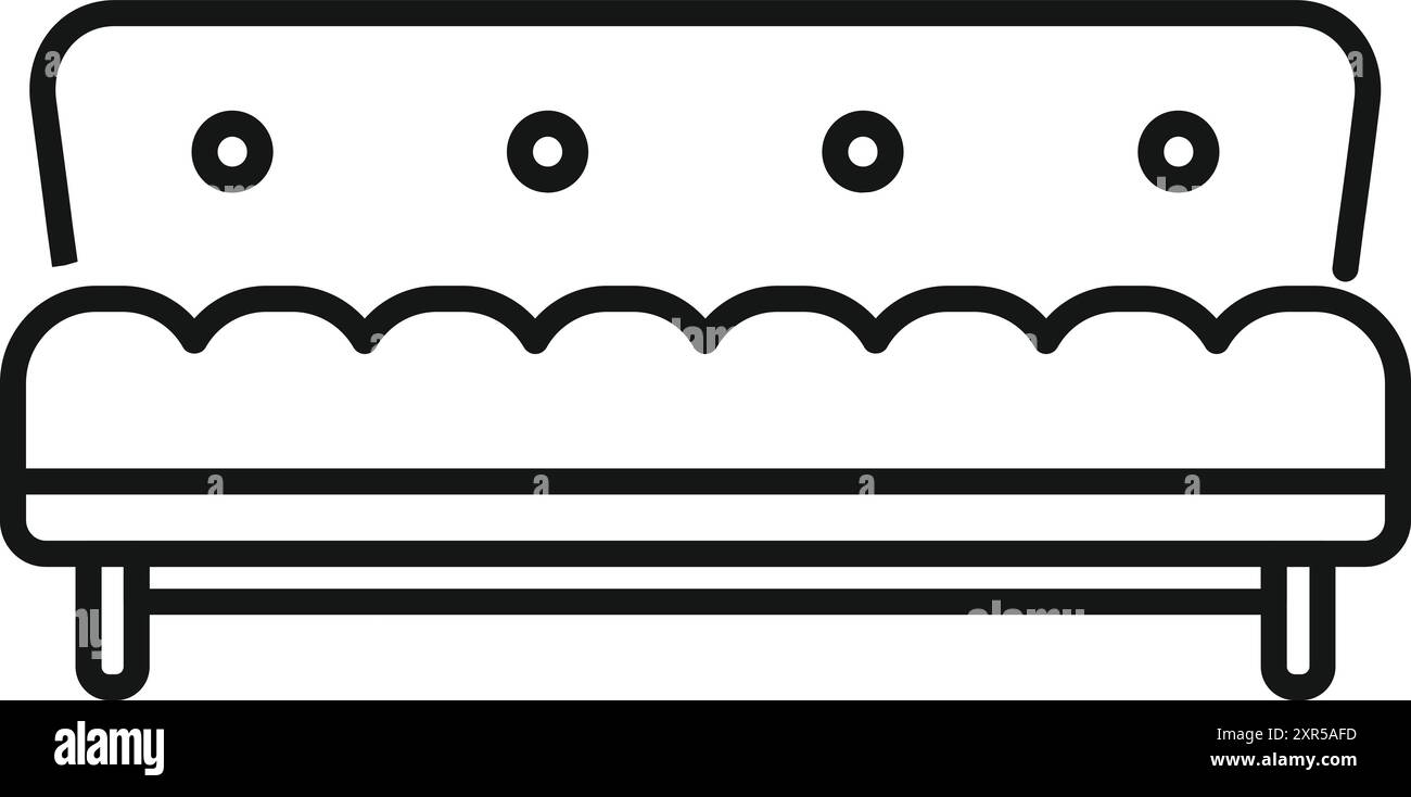 Simple line art drawing of a modern sofa with rounded cushions Stock ...