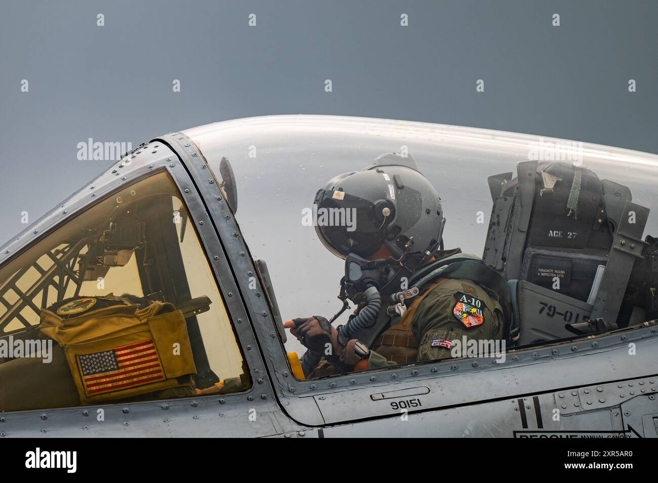 A U.S. Air Force pilot prepares an A-10 Thunderbolt II for takeoff at ...