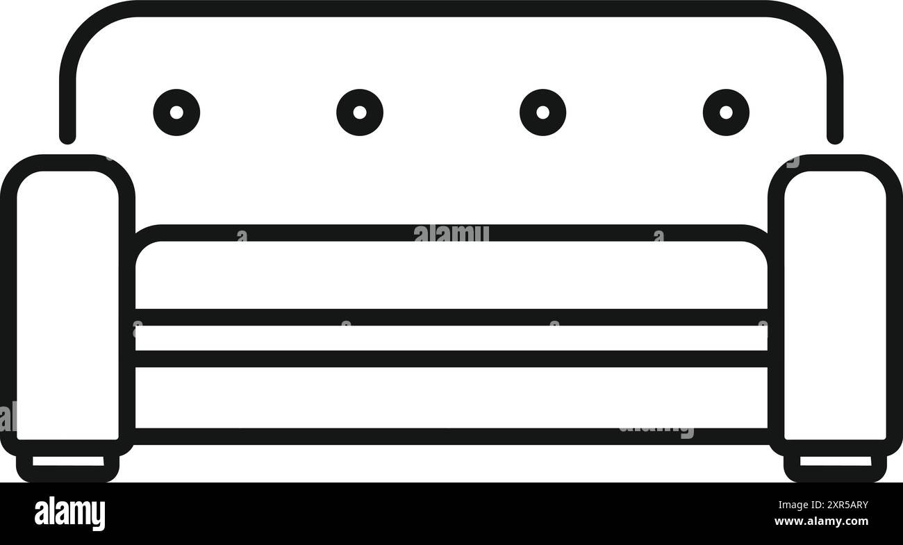 Simple outline icon representing a comfortable sofa ideal for interior ...