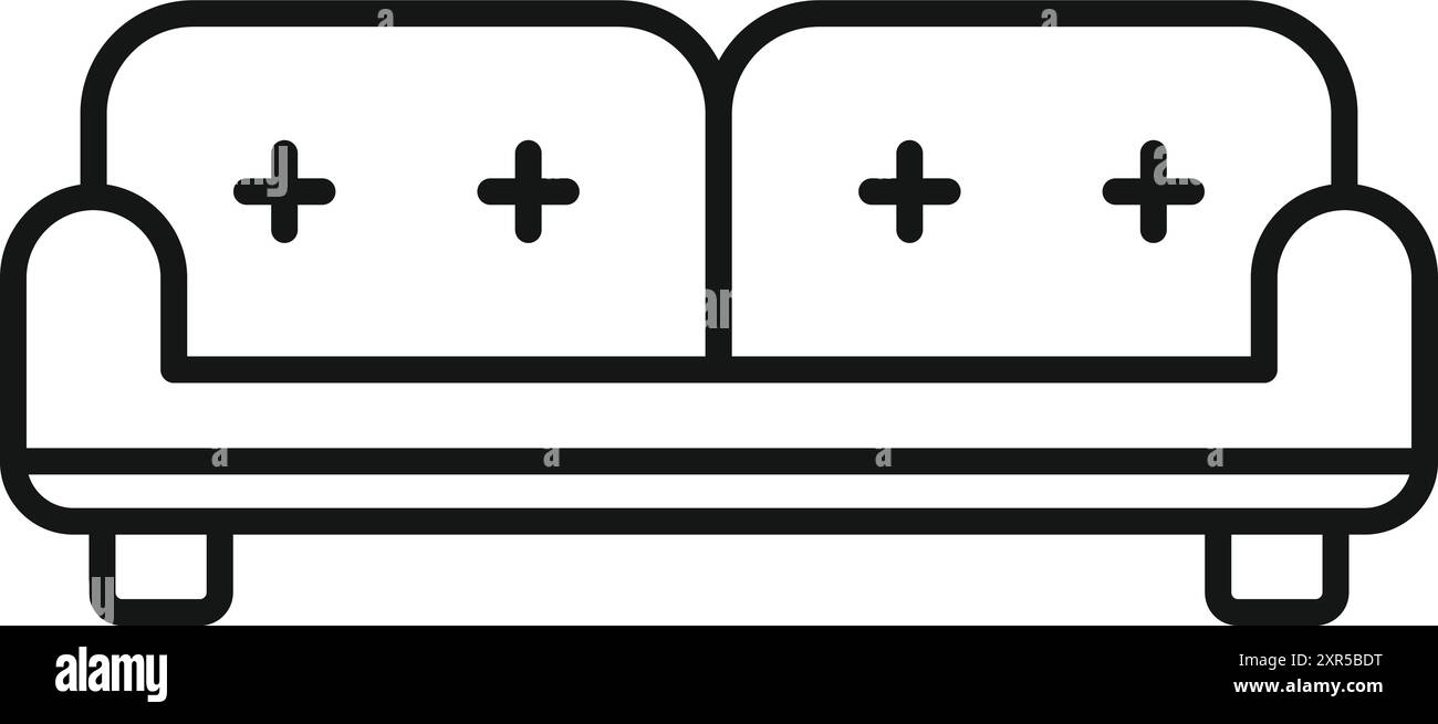 Simple line drawing of a sofa, perfect for representing furniture ...