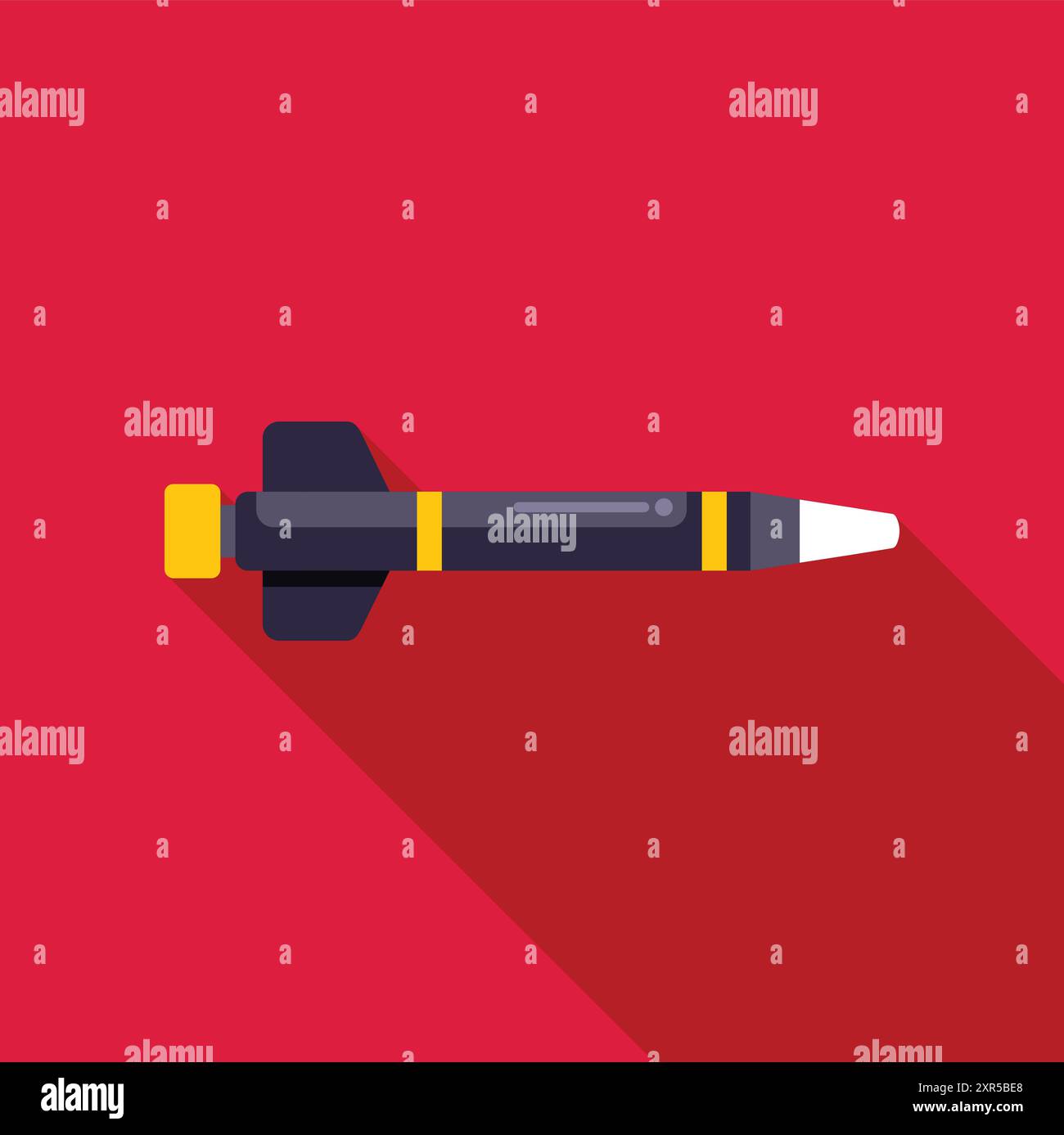 Military guided missile weapon flying warhead delivering explosion ...