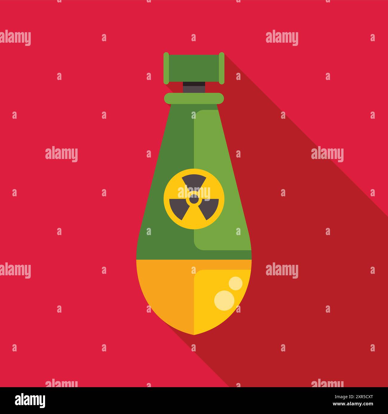 Illustration of an atomic bomb with radiation symbol, representing the ...