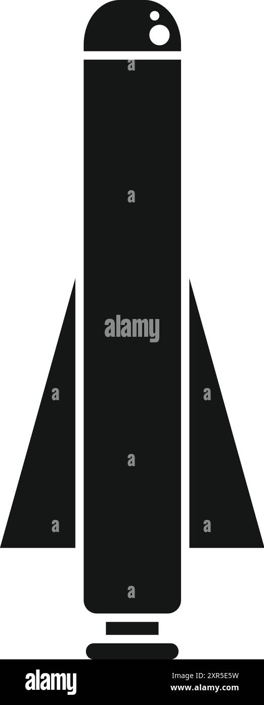 Simple icon of a military missile standing on a launch platform, ready ...