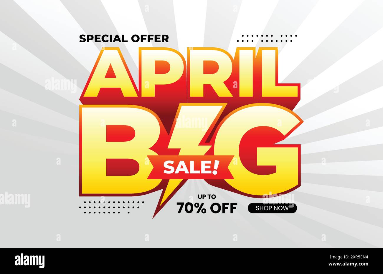 April Big Sale text with extrude effect and lightning icon. For banner ...