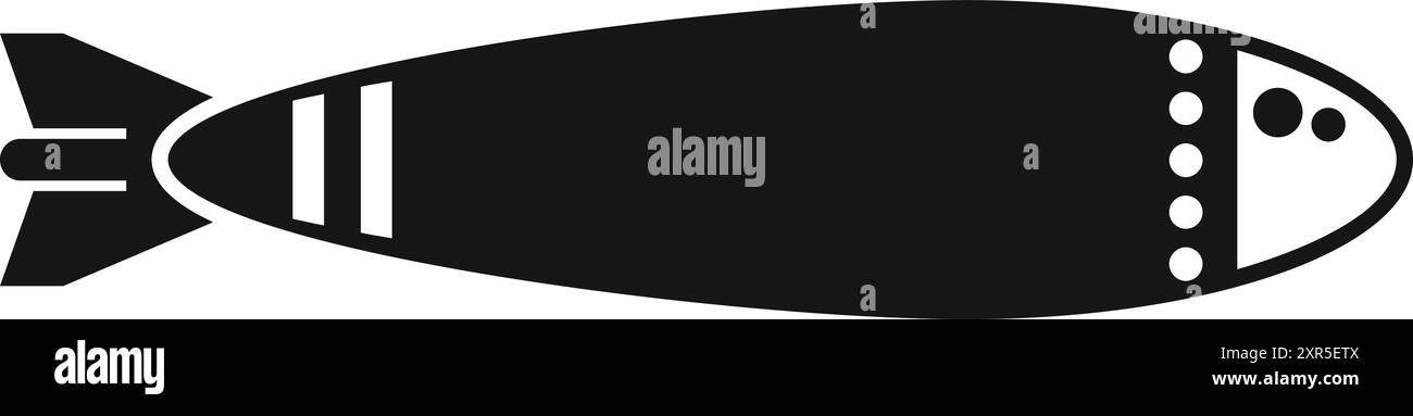 Simple icon of a black and white falling aerial bomb, isolated on a ...