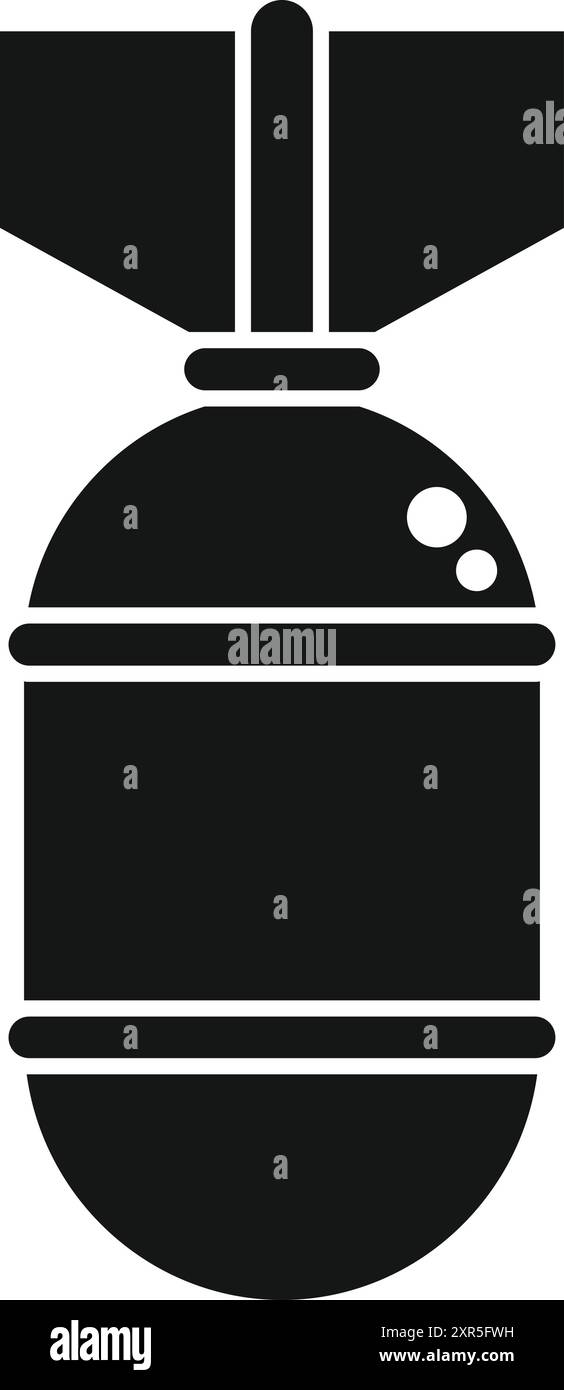 Black and white illustration of a big round bomb with detonator falling ...