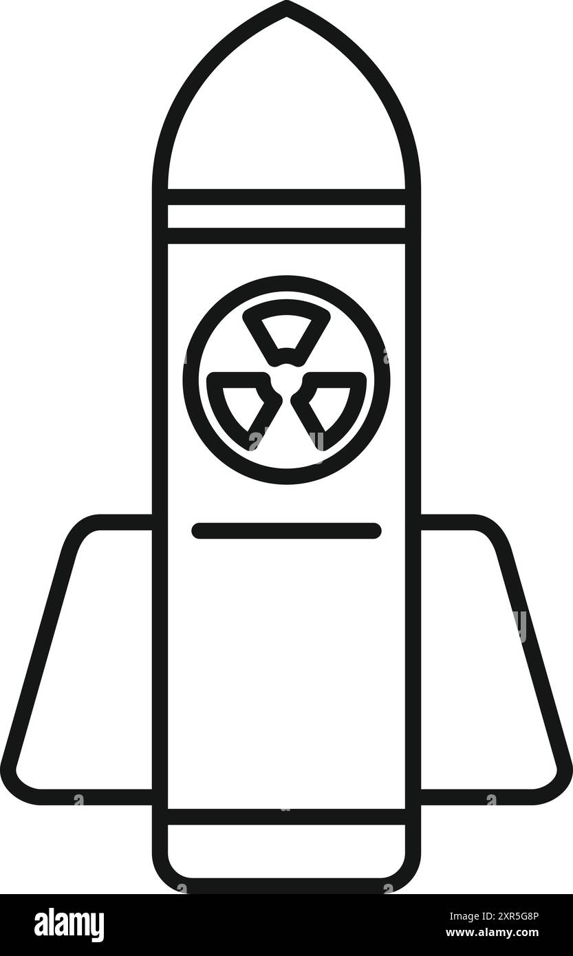 Simple black and white icon of a rocket carrying a nuclear warhead ...