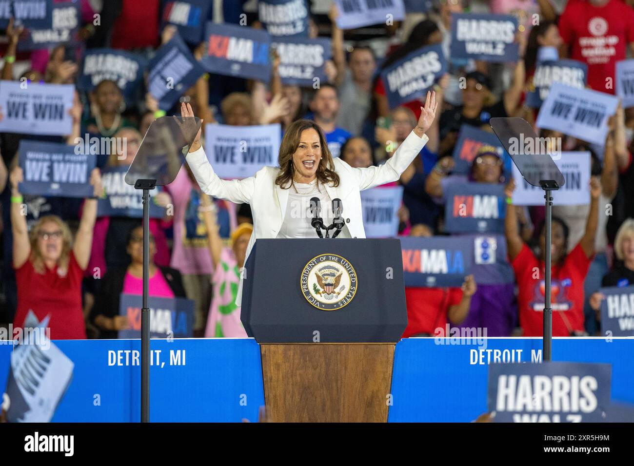 Detroit, USA. 7th Aug, 2024. U.S. Vice President Kamala Harris, the ...