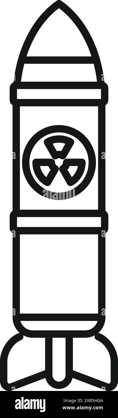 Simple line icon of a nuclear rocket missile warhead carrying a weapon ...