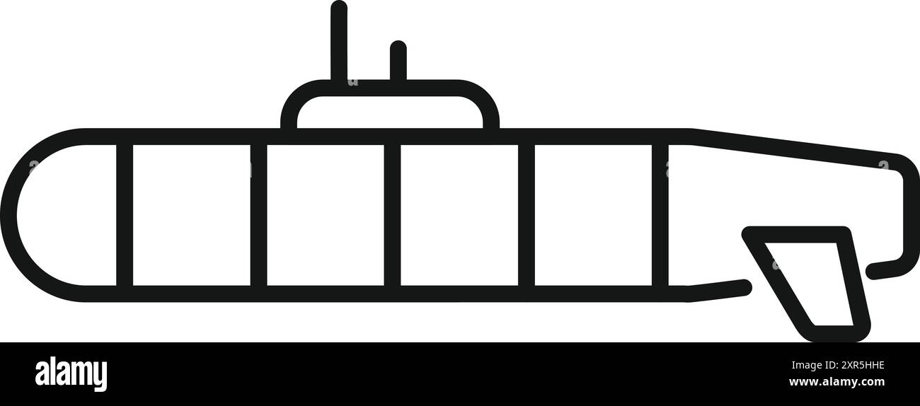 Line drawing of a submarine floating in the ocean, using its sonar ...