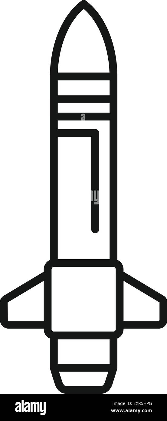 Simple line drawing of a rocket missile weapon delivering explosives ...