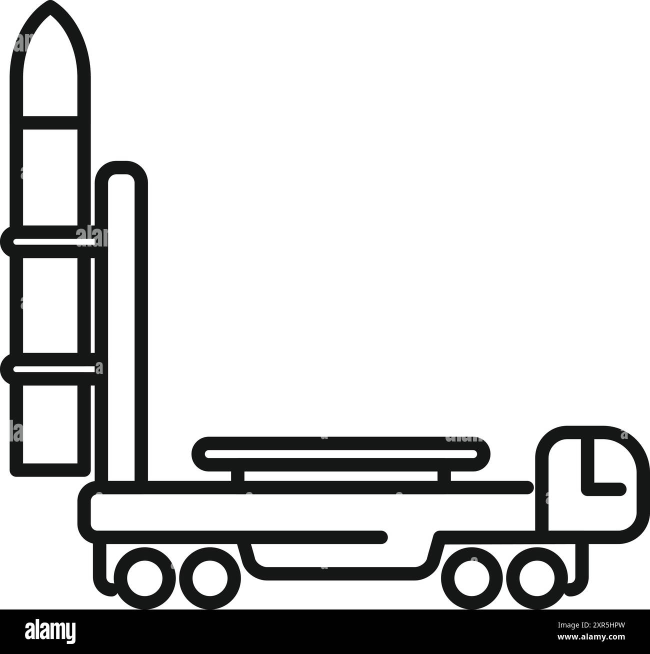 Military truck carrying a nuclear missile, representing military power ...