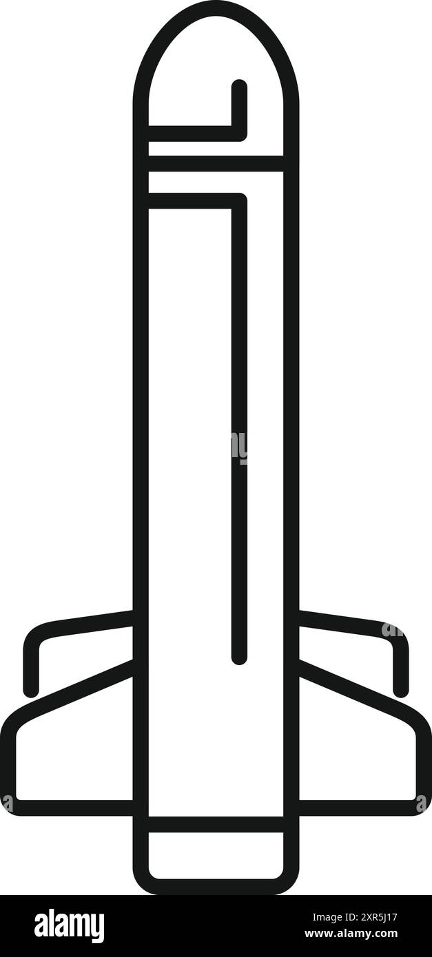 Simple line art icon of an intercontinental ballistic missile standing ...