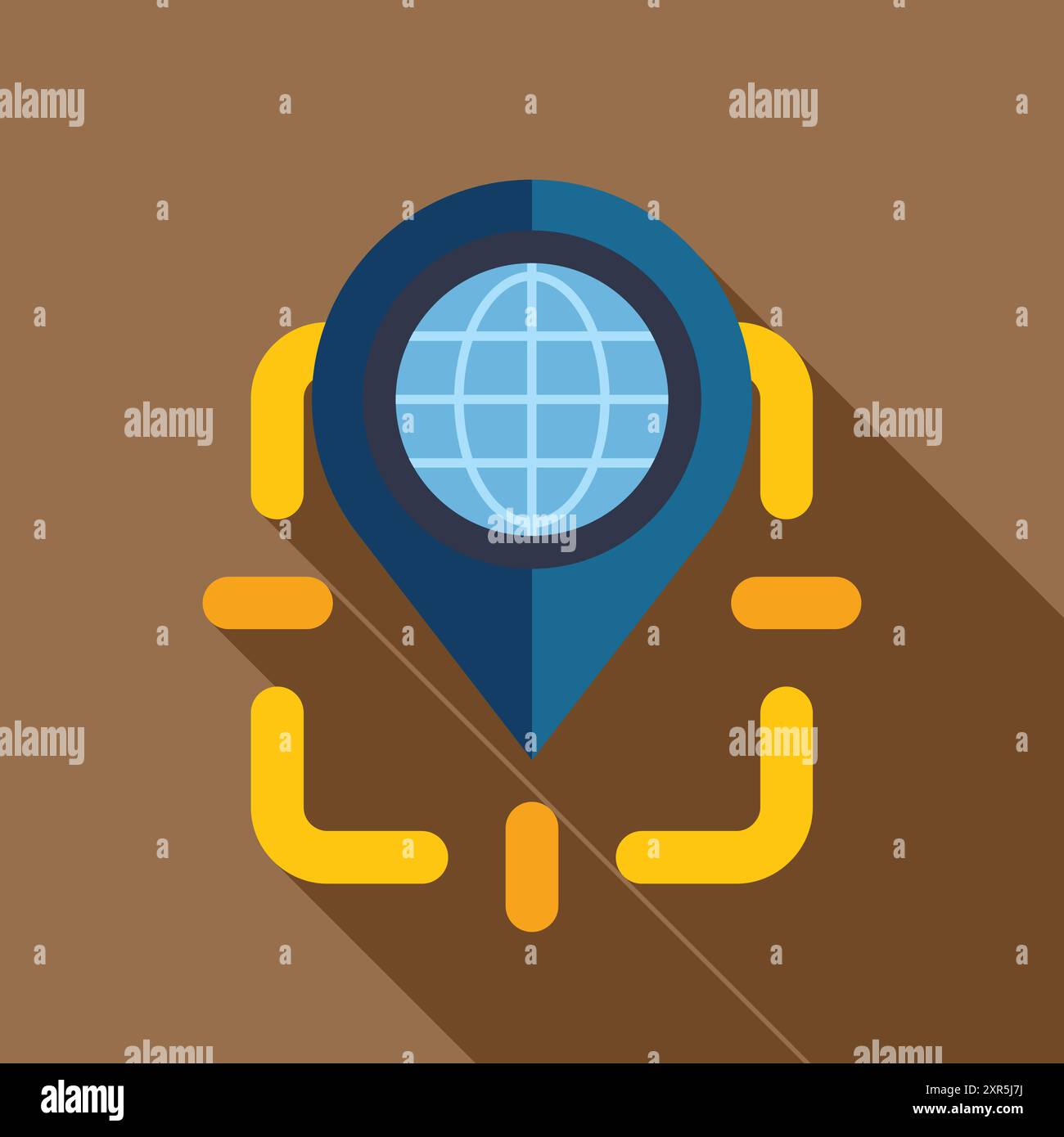 Blue map pin with globe inside is marking location on digital map Stock ...