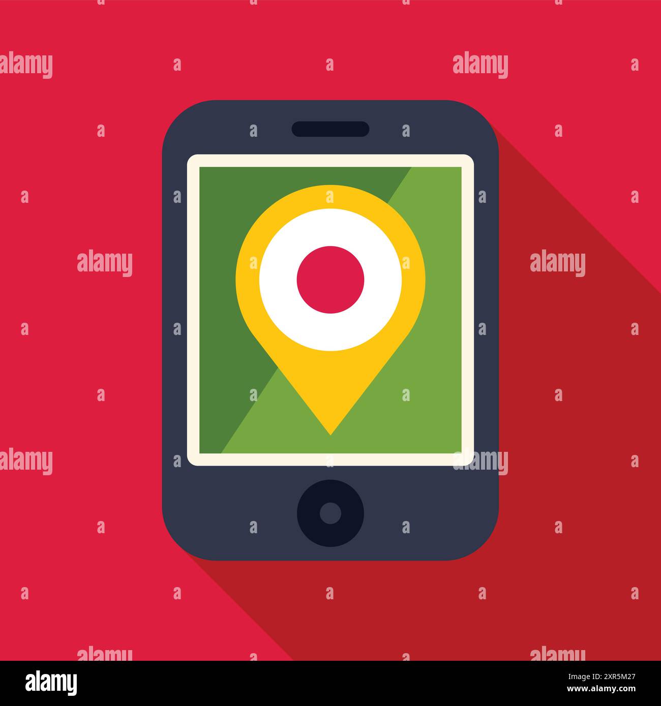 Mobile phone displaying a gps tracking app with japan flag icon ...