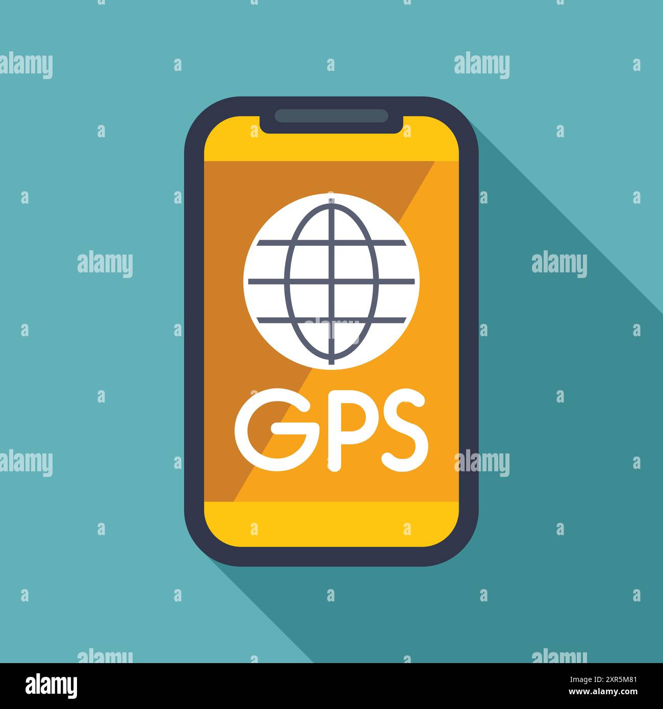 Mobile phone is displaying a gps application, highlighting the global ...
