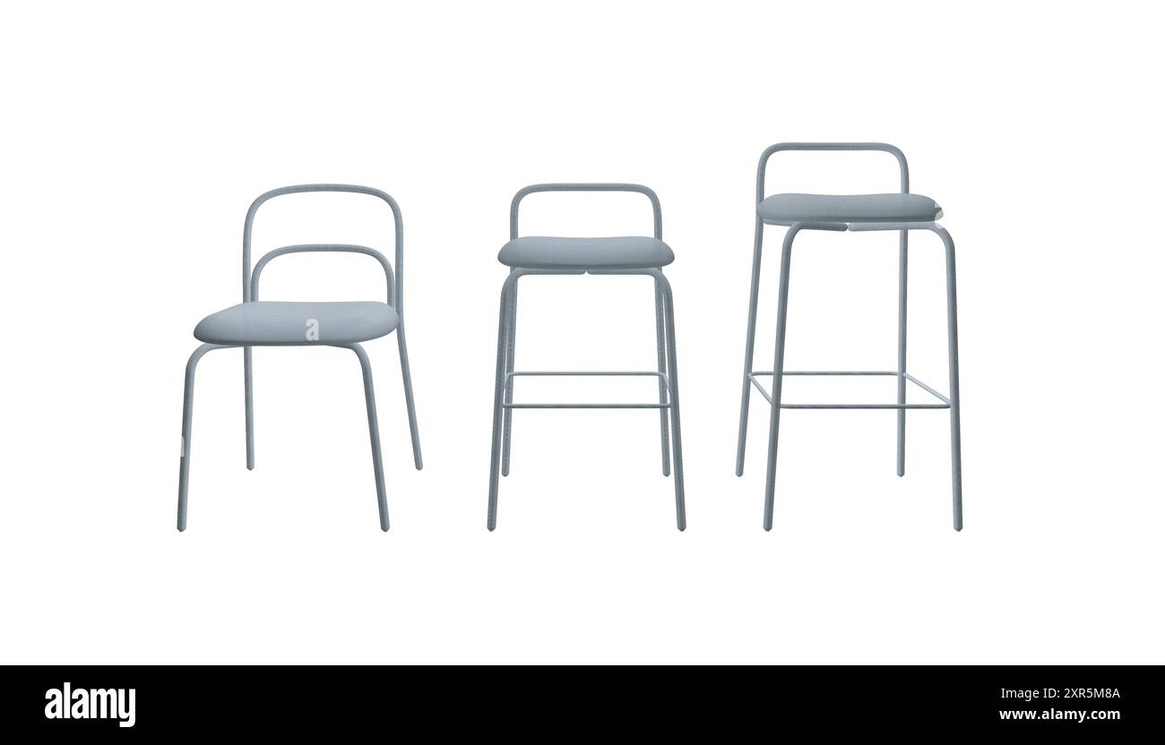 Polygonal model Vector illustration Bar stool icons set. Chair bench ...