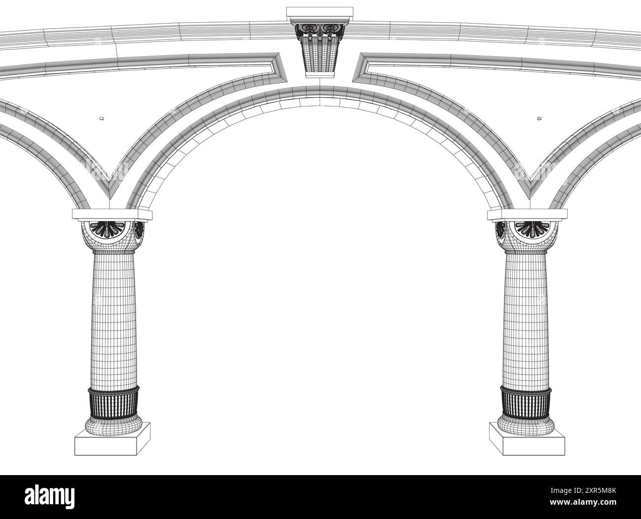 Contouring coloring of classical arch. Classic antique portal with columns in vector graphics ...