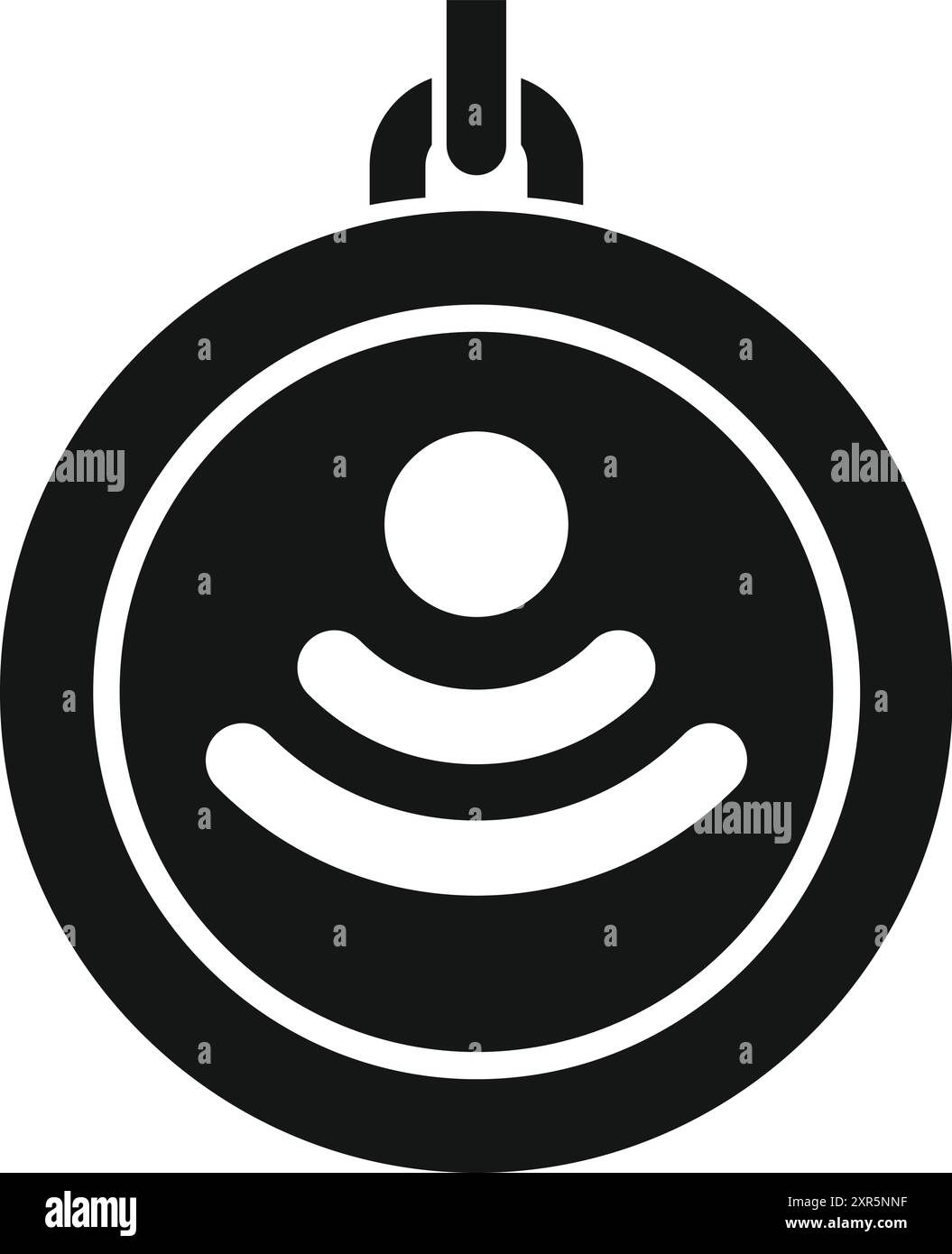 Round sensor icon showing wifi signal for people presence detection in ...