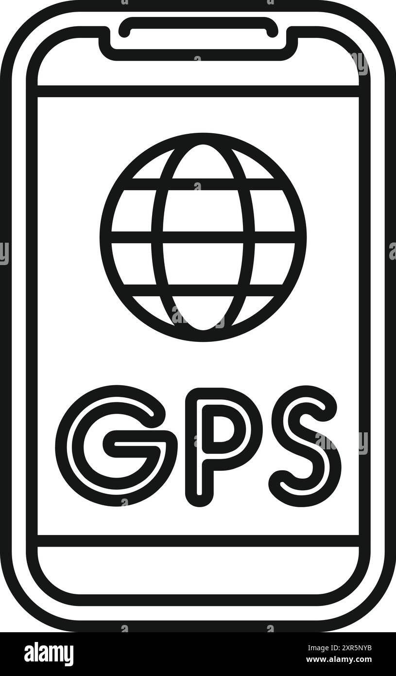 Smartphone is displaying a globe and the abbreviation gps, representing ...