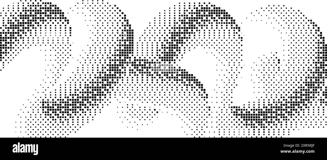 Pixelated gradient undulate shape. Black dither texture background ...